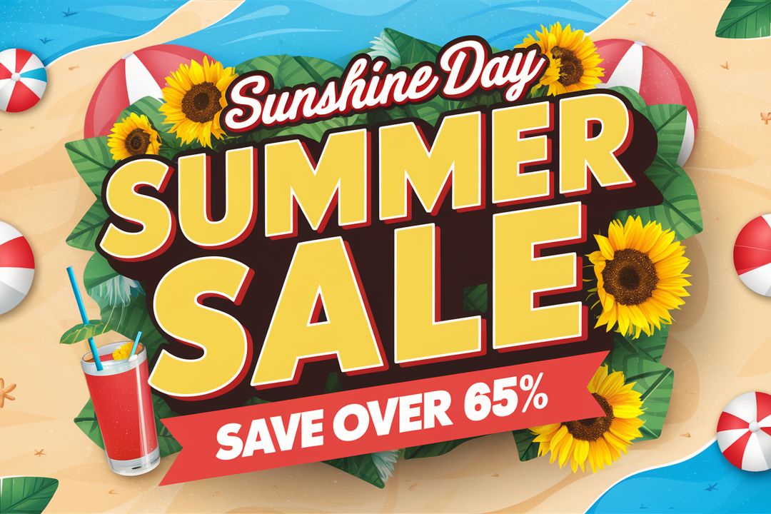 Summer Vacation 2024 Sale - Sunshine Day - Save Over 65%!